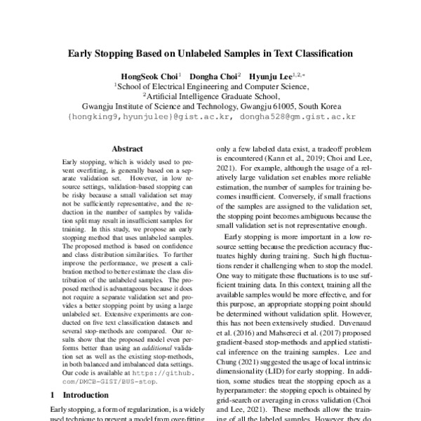 Early Stopping Based on Unlabeled Samples in Text Classification - ACL ...