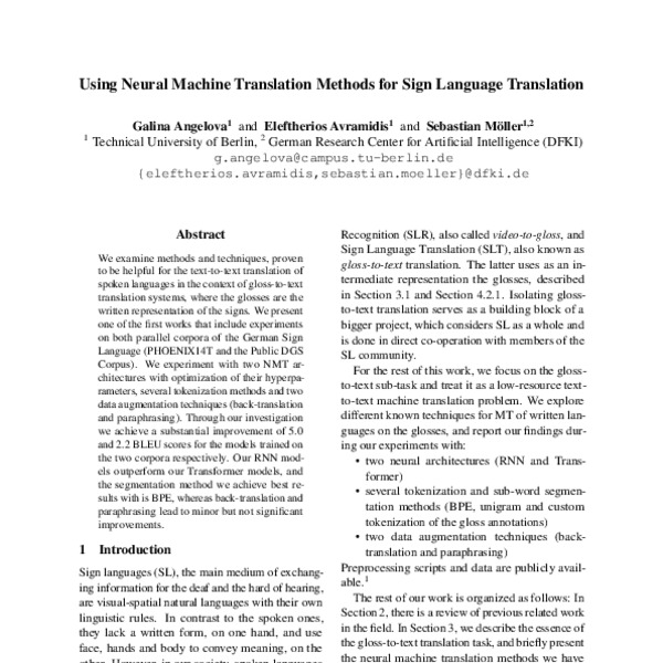Using Neural Machine Translation Methods for Sign Language Translation ...