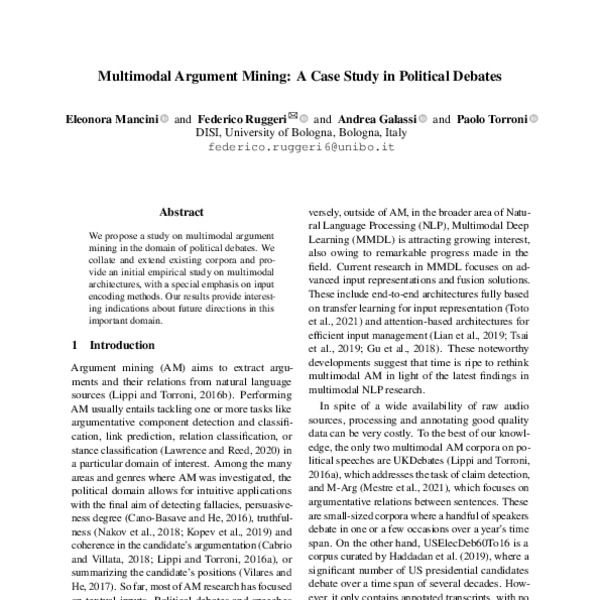 Multimodal Argument Mining: A Case Study in Political Debates - ACL ...
