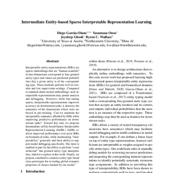 Intermediate Entity-based Sparse Interpretable Representation Learning - ACL Anthology