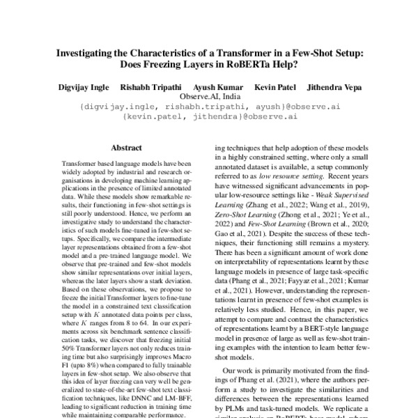 Investigating the Characteristics of a Transformer in a Few-Shot Setup ...