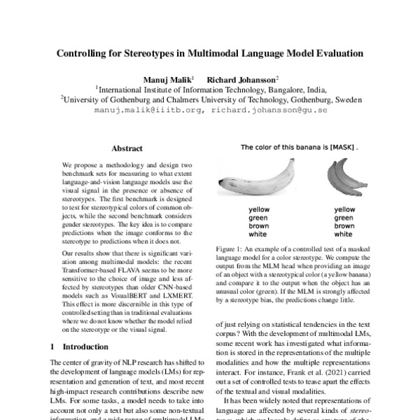 Controlling for Stereotypes in Multimodal Language Model Evaluation - ACL Anthology