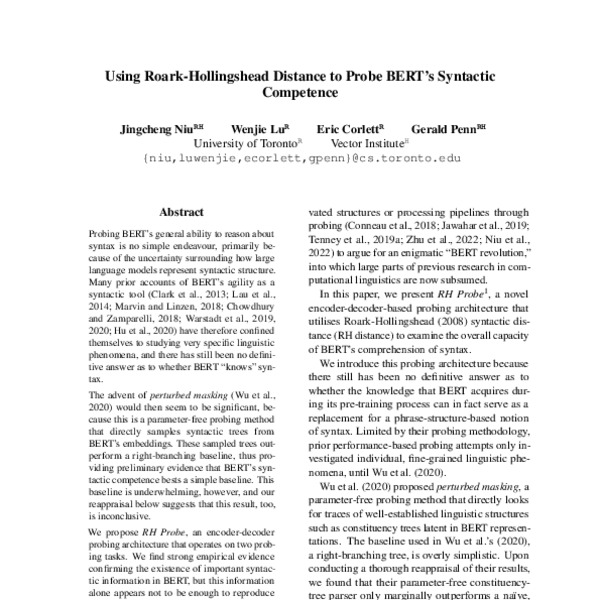 Using Roark-Hollingshead Distance to Probe BERT’s Syntactic Competence - ACL Anthology