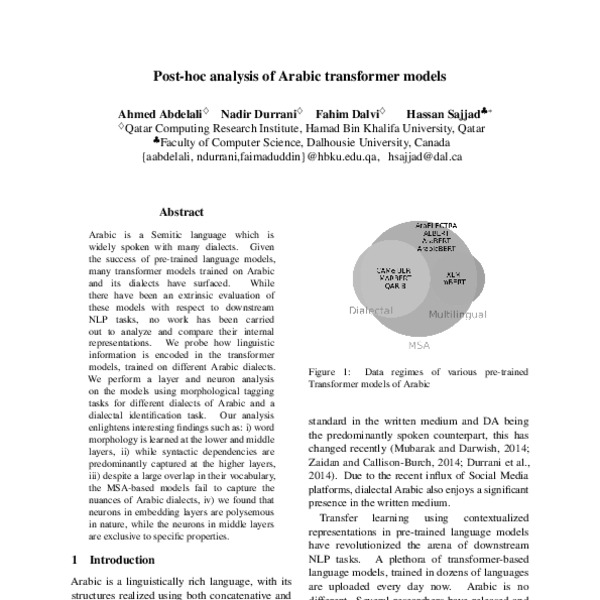 Post-hoc analysis of Arabic transformer models - ACL Anthology