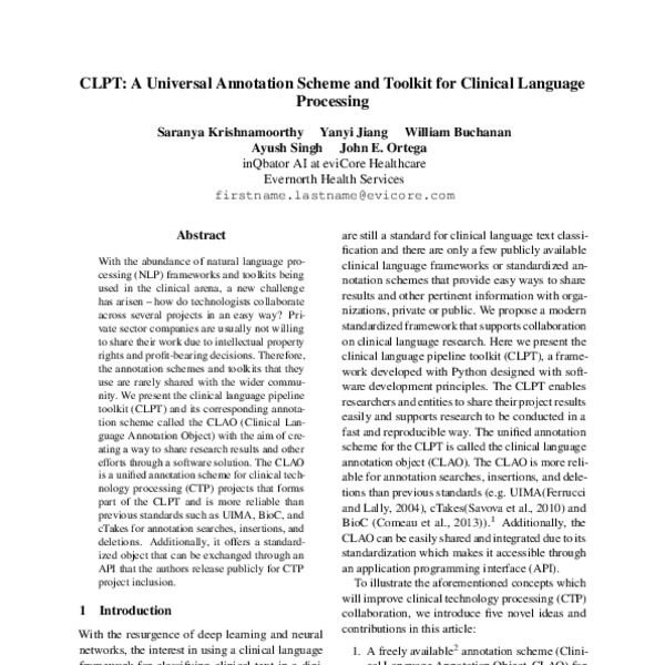 CLPT: A Universal Annotation Scheme and Toolkit for Clinical Language ...