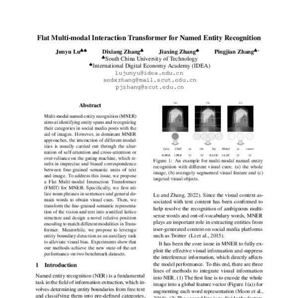 Flat Multi Modal Interaction Transformer For Named Entity Recognition Acl Anthology