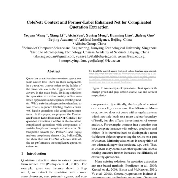 CofeNet: Context and Former-Label Enhanced Net for Complicated ...
