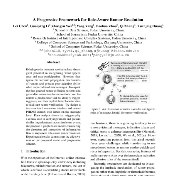 A Progressive Framework for Role-Aware Rumor Resolution - ACL Anthology