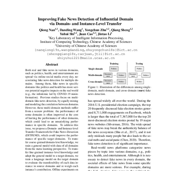 Improving Fake News Detection of Influential Domain via Domain- and ...