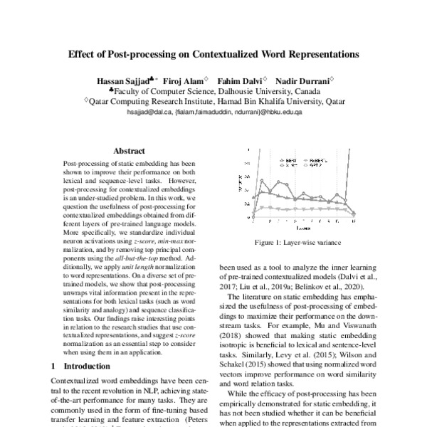 Effect of Post-processing on Contextualized Word Representations - ACL Anthology