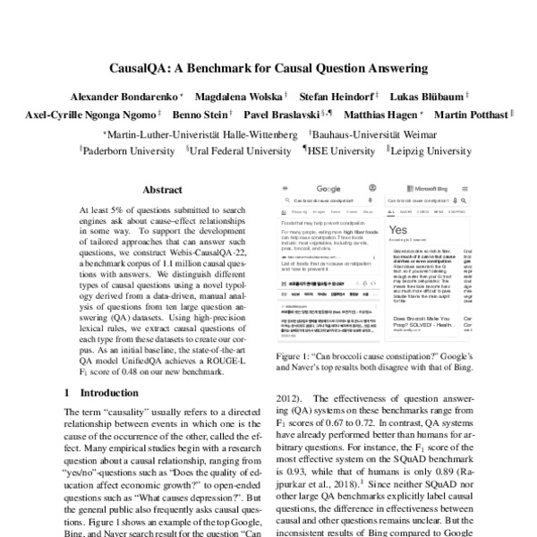 CausalQA: A Benchmark for Causal Question Answering - ACL Anthology