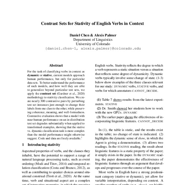 Contrast Sets for Stativity of English Verbs in Context - ACL Anthology