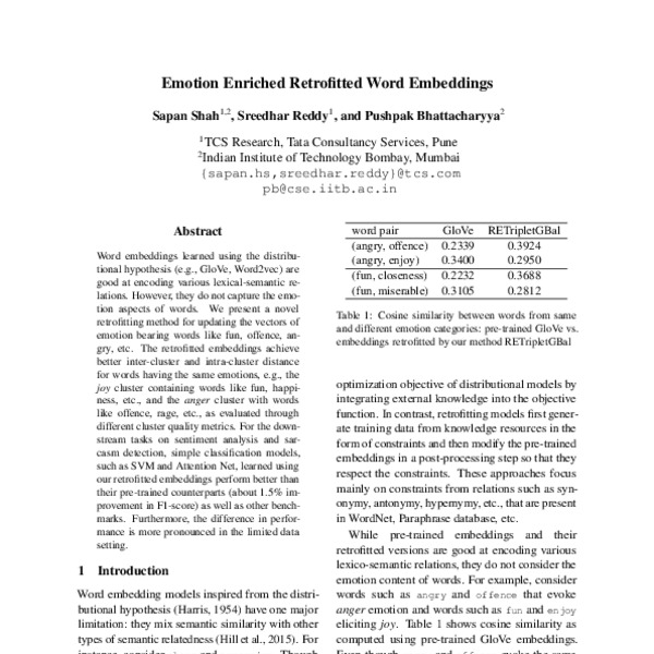 Emotion Enriched Retrofitted Word Embeddings - ACL Anthology