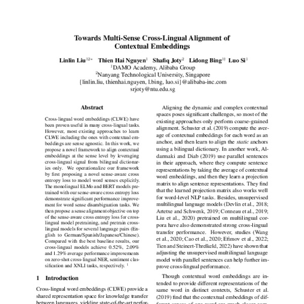 Towards Multi-Sense Cross-Lingual Alignment of Contextual Embeddings - ACL Anthology