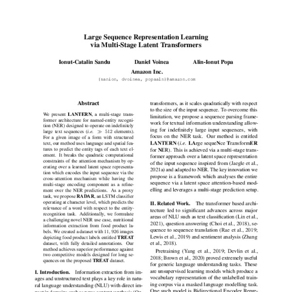 Large Sequence Representation Learning via Multi-Stage Latent Transformers - ACL Anthology