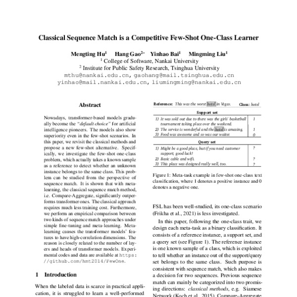 Classical Sequence Match Is a Competitive Few-Shot One-Class Learner ...