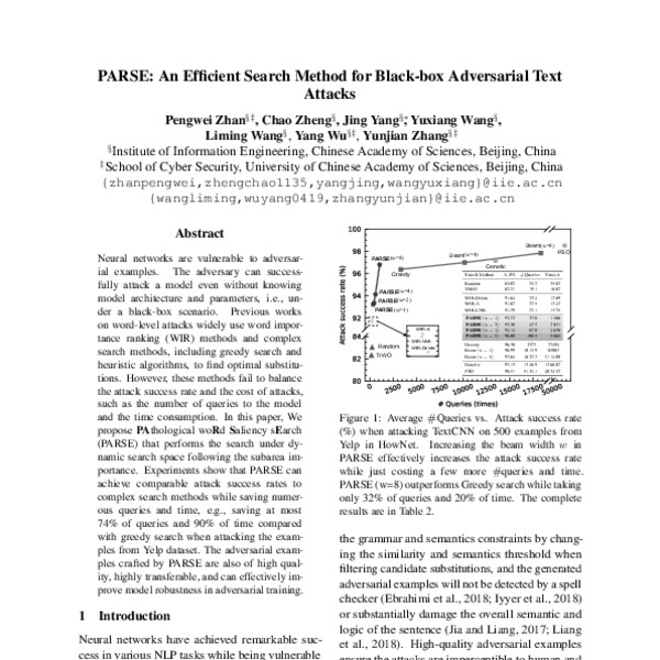 PARSE: An Efficient Search Method for Black-box Adversarial Text Attacks - ACL Anthology