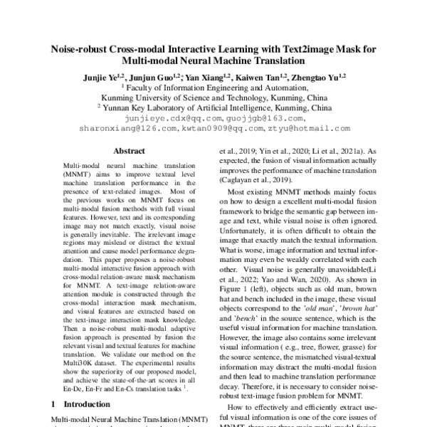 Noise Robust Cross Modal Interactive Learning With Text2image Mask For Multi Modal Neural