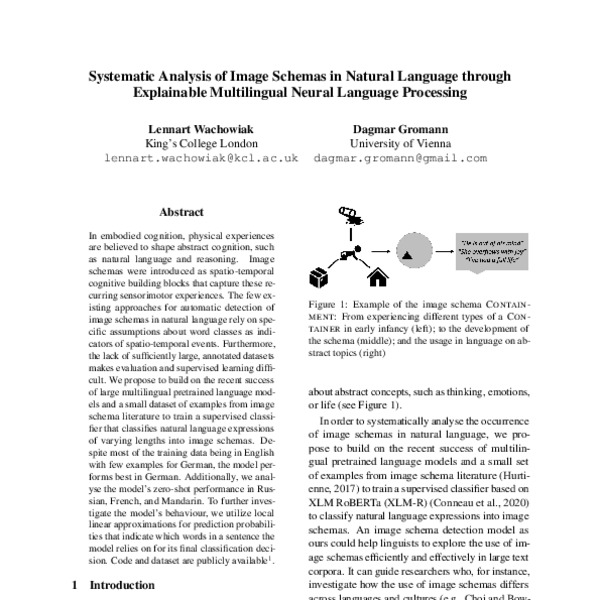 Systematic Analysis of Image Schemas in Natural Language through Explainable Multilingual Neural ...
