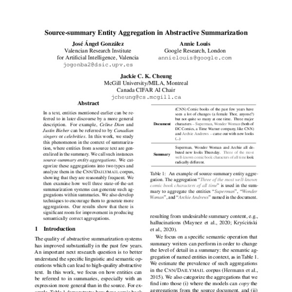 Source-summary Entity Aggregation in Abstractive Summarization - ACL Anthology