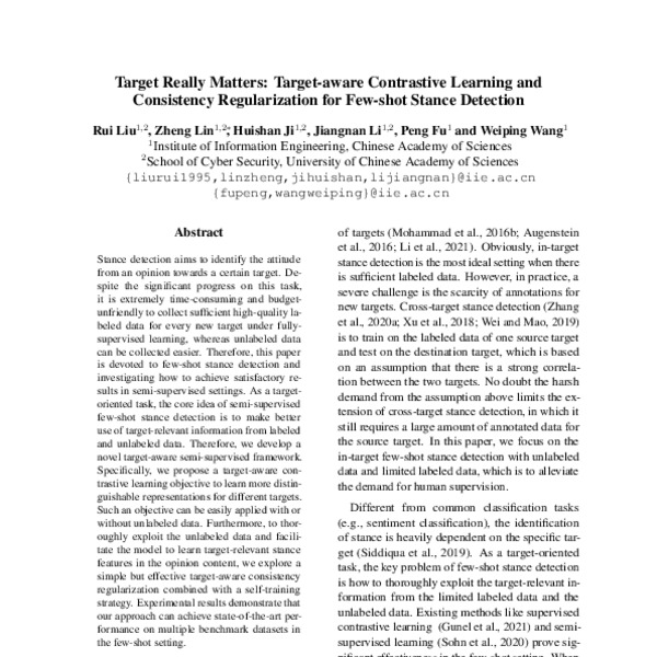 Target Really Matters: Target-aware Contrastive Learning and Consistency Regularization for Few ...