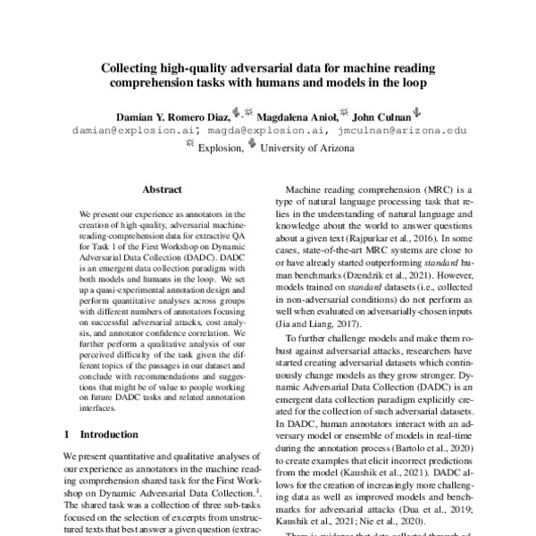 Collecting high-quality adversarial data for machine reading ...