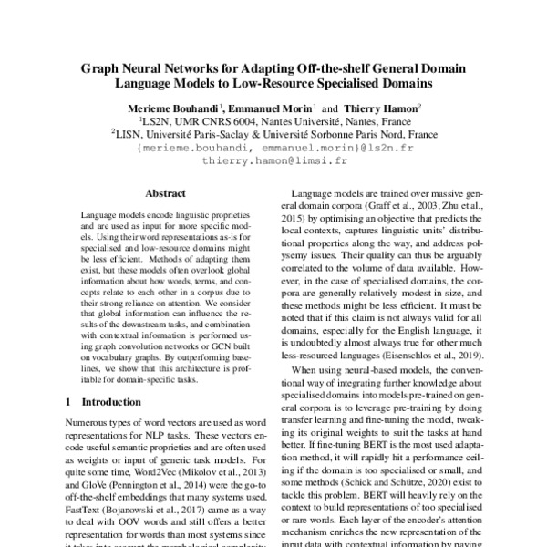 Graph Neural Networks for Adapting Off-the-shelf General Domain Language Models to Low-Resource ...