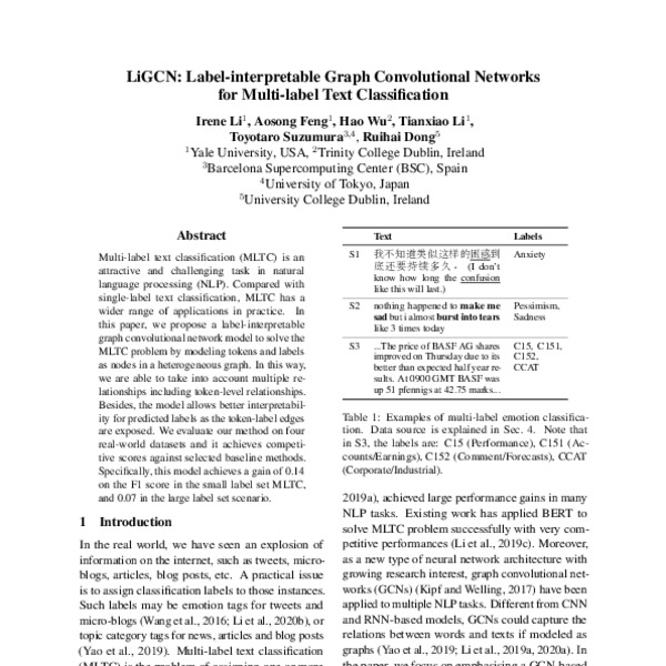 LiGCN: Label-interpretable Graph Convolutional Networks for Multi-label Text Classification ...