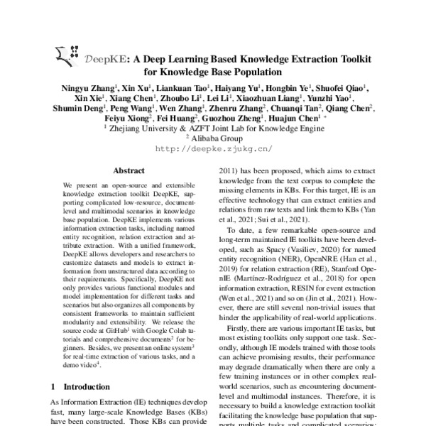 DeepKE: A Deep Learning Based Knowledge Extraction Toolkit for Knowledge Base Population - ACL ...