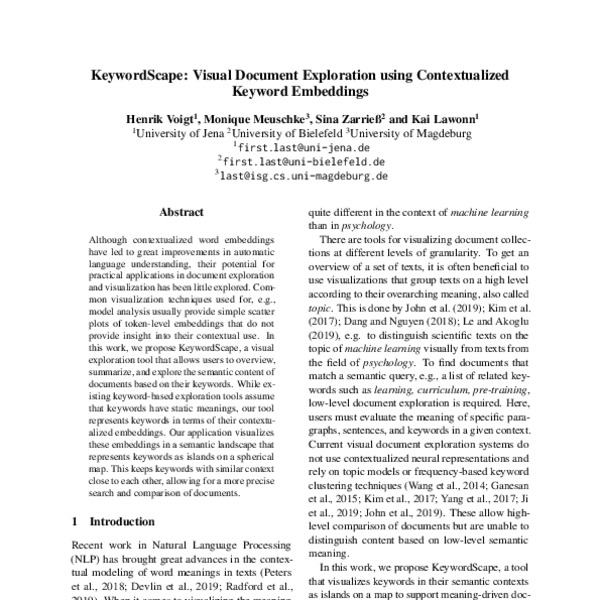 Keywordscape Visual Document Exploration Using Contextualized Keyword Embeddings Acl Anthology
