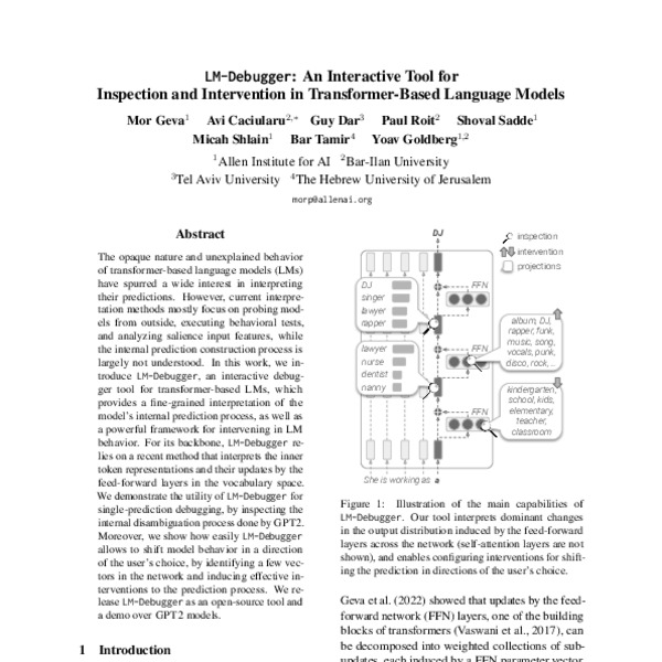 LM-Debugger: An Interactive Tool for Inspection and Intervention in Transformer-Based Language ...