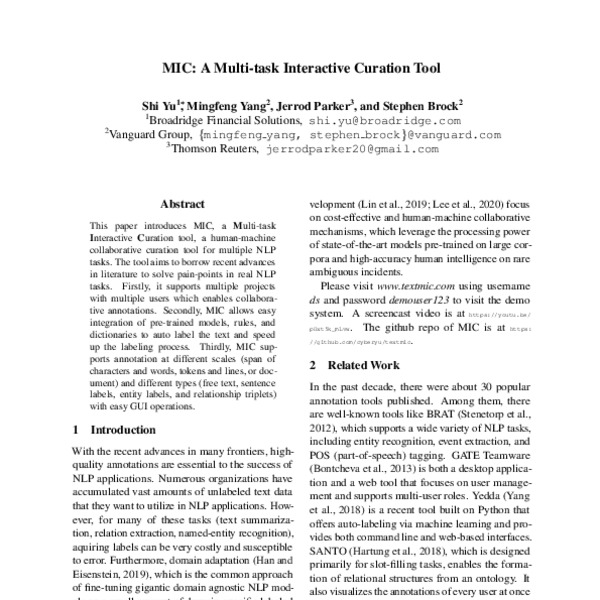 Mic A Multi Task Interactive Curation Tool Acl Anthology