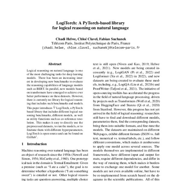 Logitorch A Pytorch Based Library For Logical Reasoning On Natural Language Acl Anthology