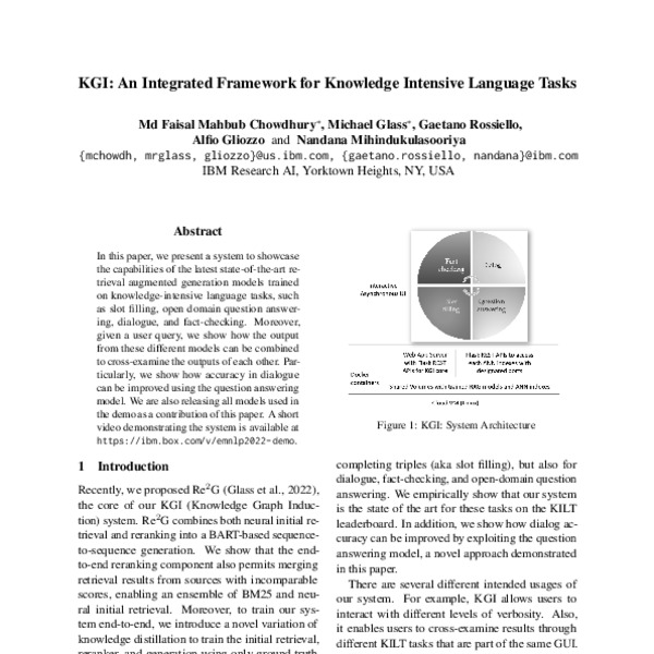 KGI: An Integrated Framework for Knowledge Intensive Language Tasks - ACL Anthology