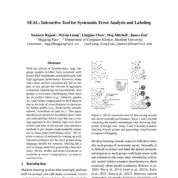 SEAL: Interactive Tool for Systematic Error Analysis and Labeling - ACL Anthology