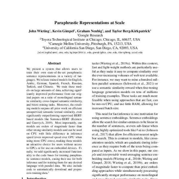 Paraphrastic Representations at Scale - ACL Anthology