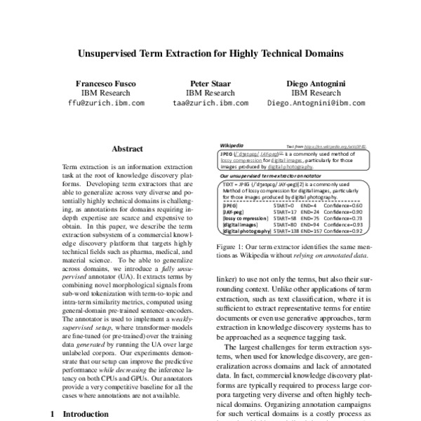 Unsupervised Term Extraction for Highly Technical Domains - ACL Anthology