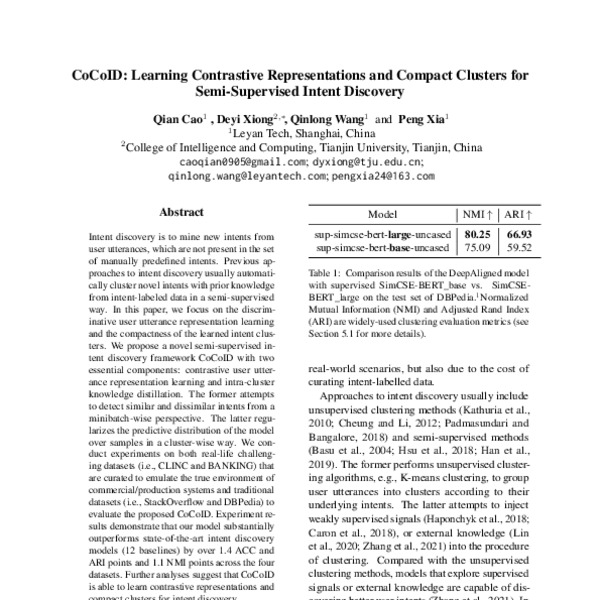 CoCoID: Learning Contrastive Representations and Compact Clusters for ...