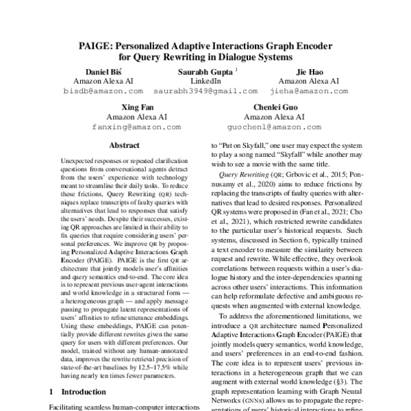 PAIGE: Personalized Adaptive Interactions Graph Encoder for Query ...