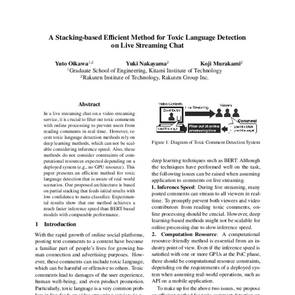 A Stacking Based Efficient Method For Toxic Language Detection On Live