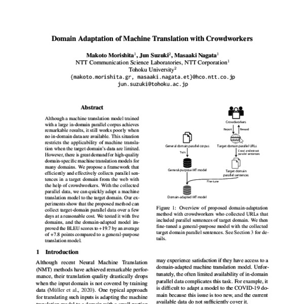 Domain Adaptation of Machine Translation with Crowdworkers - ACL Anthology