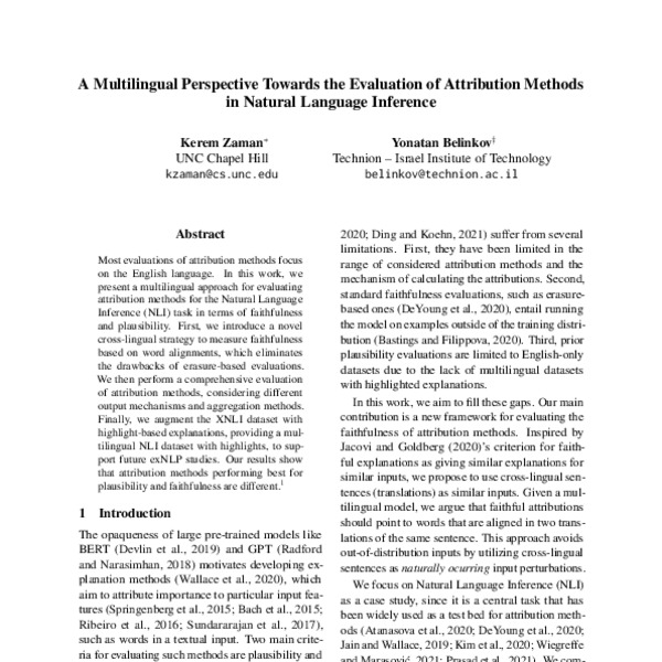 A Multilingual Perspective Towards the Evaluation of Attribution Methods in Natural Language ...