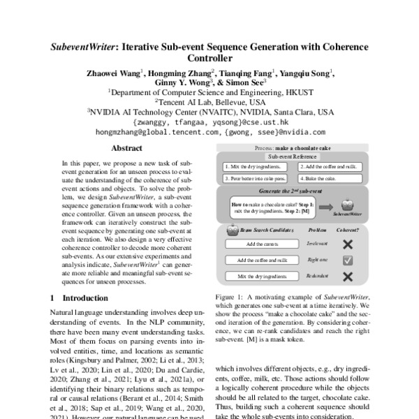 SubeventWriter: Iterative Sub-event Sequence Generation with Coherence Controller - ACL Anthology