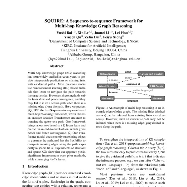 SQUIRE: A Sequence-to-sequence Framework for Multi-hop Knowledge Graph Reasoning - ACL Anthology