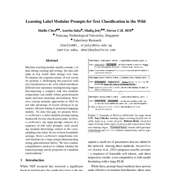 Learning Label Modular Prompts For Text Classification In The Wild Acl Anthology