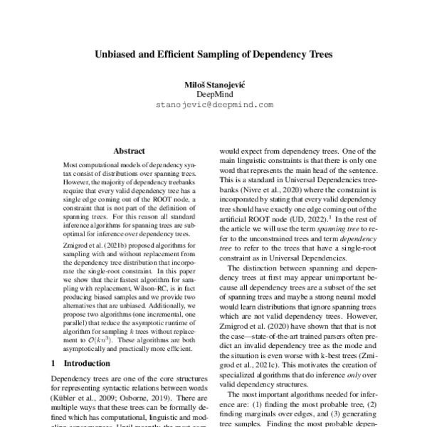 Unbiased And Efficient Sampling Of Dependency Trees Acl Anthology