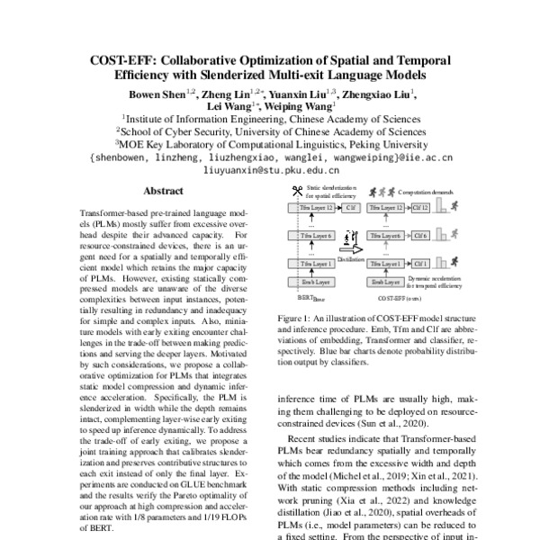 COST-EFF: Collaborative Optimization of Spatial and Temporal Efficiency with Slenderized Multi ...