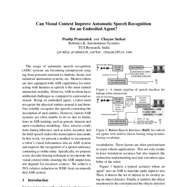 Can Visual Context Improve Automatic Speech Recognition for an Embodied Agent? - ACL Anthology