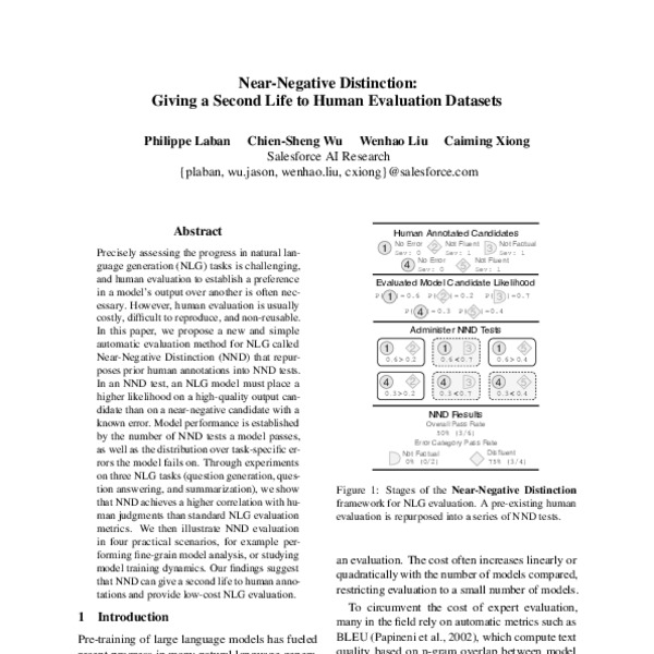 Near-Negative Distinction: Giving a Second Life to Human Evaluation ...