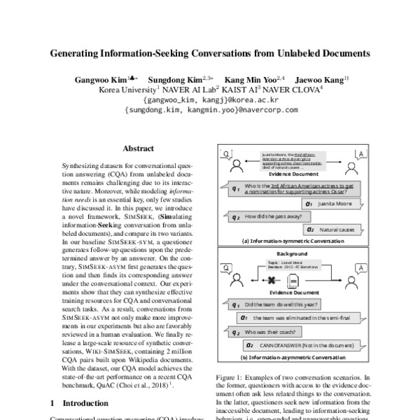 Generating Information-Seeking Conversations from Unlabeled Documents - ACL Anthology